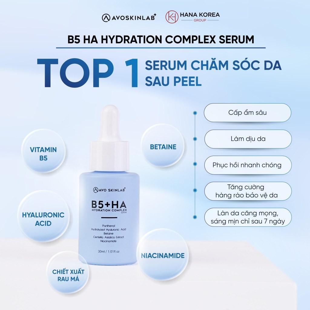 Tinh Chất Serum HA + B5 AVO SKINLAB 30ml Làm Dịu Cấp Ẩm Phục Hồi Da Hydration Complex | AusaSkin